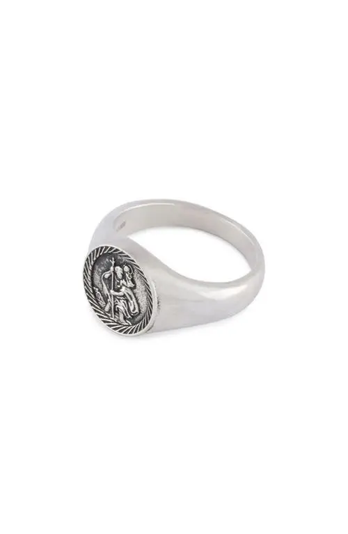 SERGE DENIMES St. Christopher Sterling Signet Ring