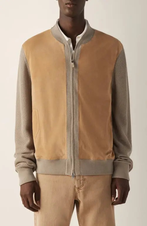 Zegna Cashmere And Suede Hybrid Bomber Jacket