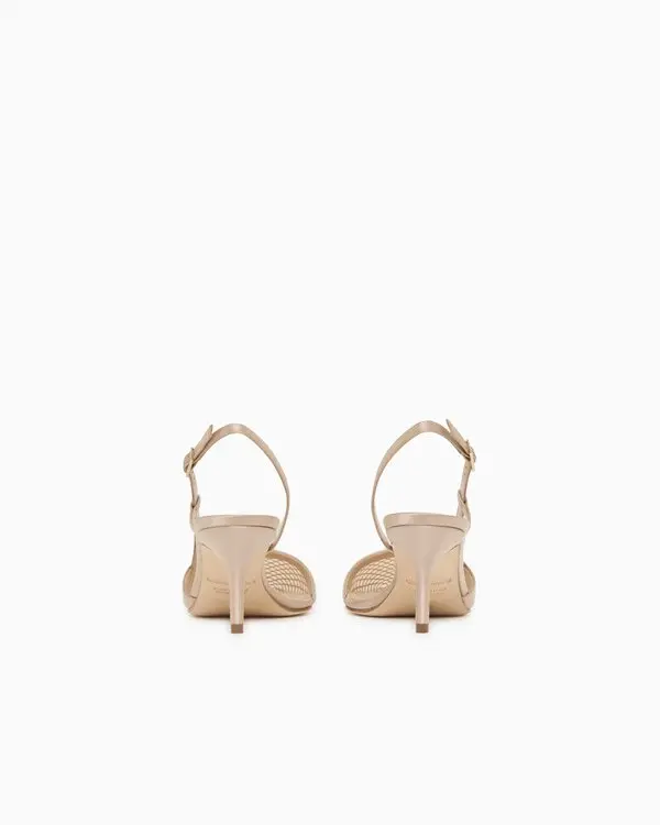 Giorgio Armani Satin And Mesh Court Shoes With Rhinestones - Beige