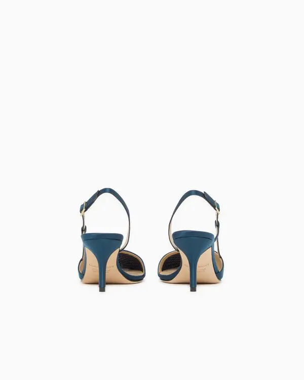 Giorgio Armani Satin And Mesh Court Shoes With Rhinestones - Blue