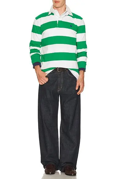 Polo Ralph Lauren Long Sleeve Iconic Stripe Rugby Polo - Green