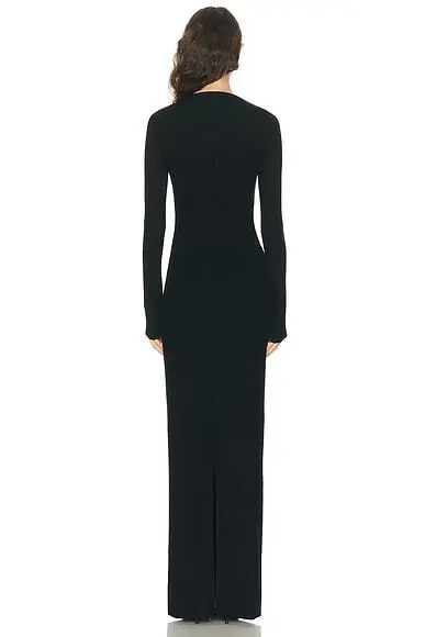 Eterne Long Sleeve Boatneck Maxi Dress - Black