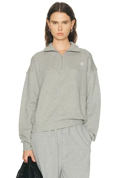 Eterne Oversized Half Zip Sweatshirt - Heather Grey