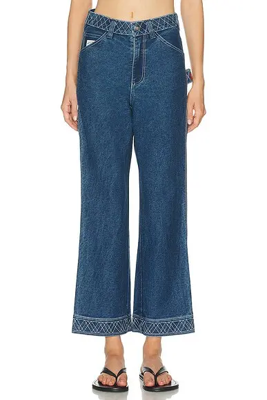 BODE Embroidered Knolly Brook Straight Leg Jeans