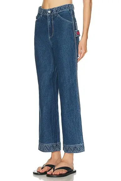 BODE Embroidered Knolly Brook Straight Leg Jeans