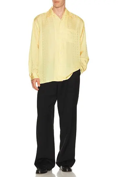 BEAMS Open Collar Cupro Dot Pattern
