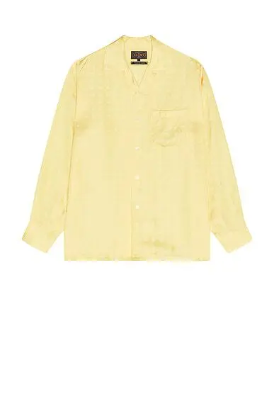 BEAMS Open Collar Cupro Dot Pattern