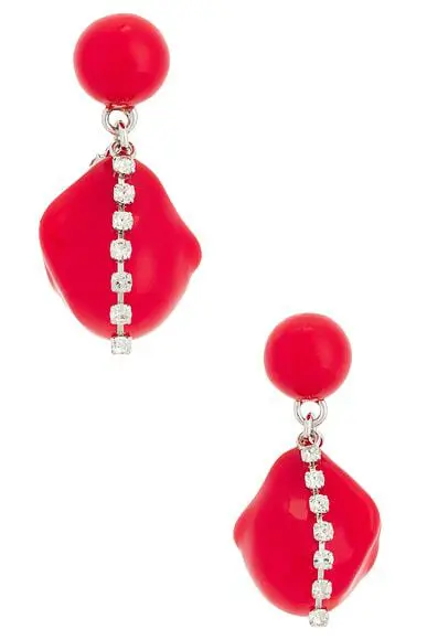 Completedworks Red Bio Resin Bead Earrings - Silver Plated