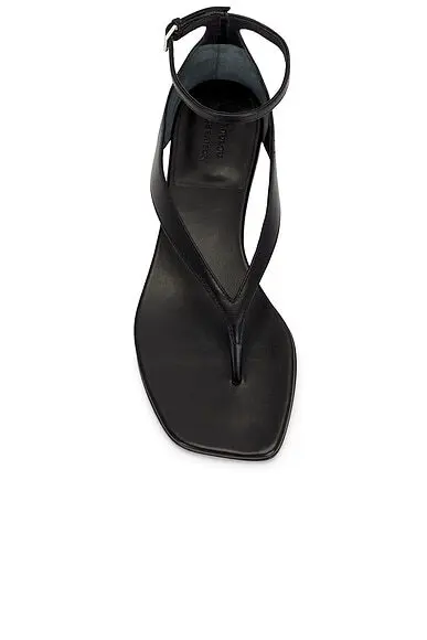 Loulou De Saison Zio Mini Wedge Sandal In Ostrich-effect Leather - Black