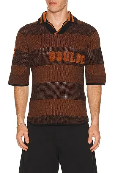 ISA BOULDER Boulder Line Polo Shirt - Rust Brown