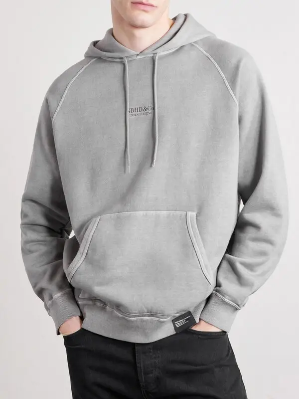 NEIGHBORHOOD Logo-embroidered Pigment-dyed Cotton-jersey Hoodie