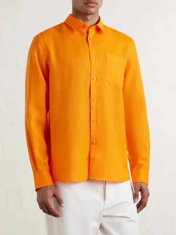 Vilebrequin Caroubis Linen Shirt - Orange