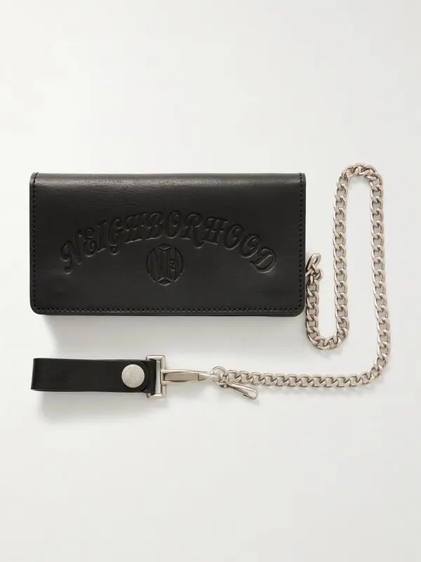 NEIGHBORHOOD Logo-embossed Leather Billfold Wallet - Black