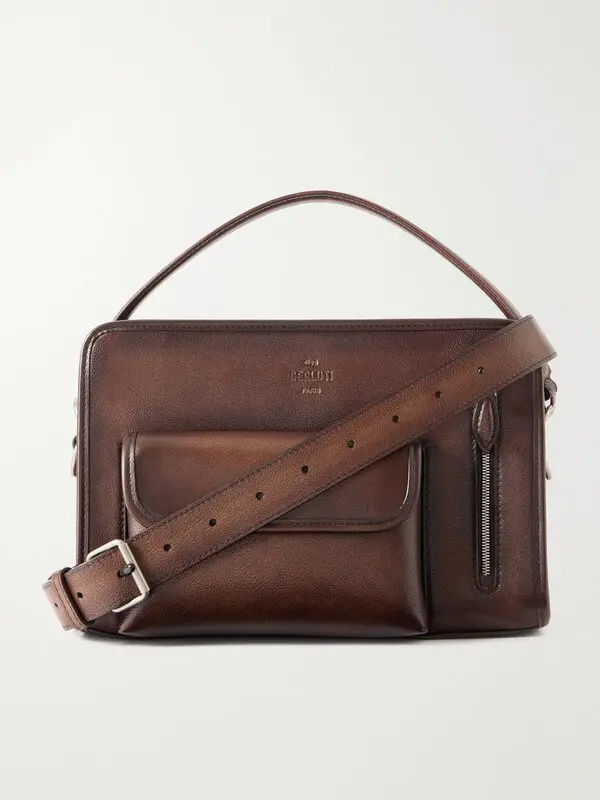 Berluti Journalier Full-grain Leather Messenger Bag - Brown