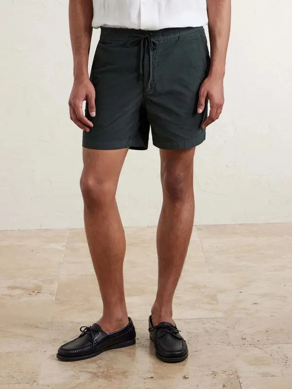SLOWEAR Straight-leg Cotton-corduroy Drawstring Shorts - Green