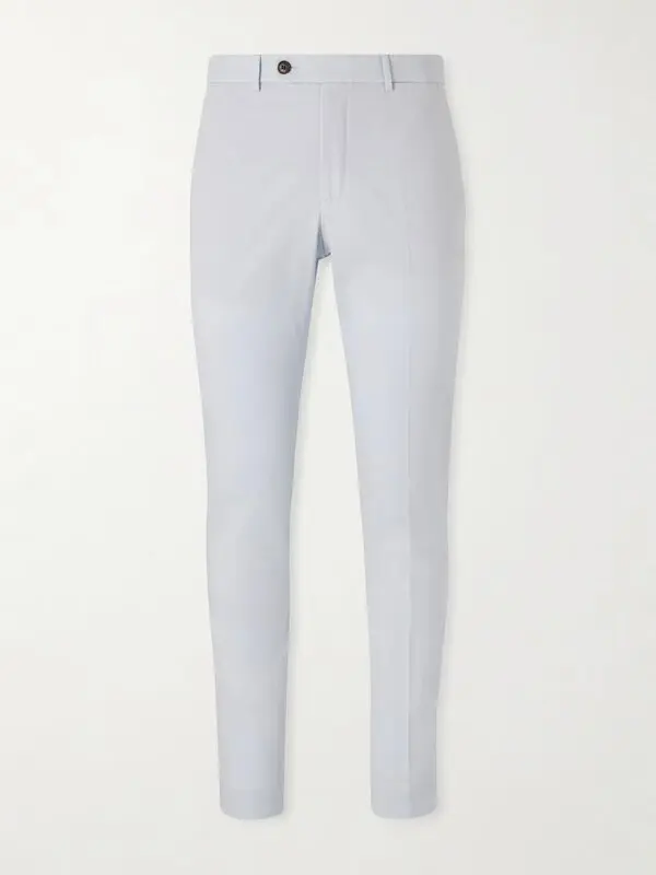 SLOWEAR Tapered Stretch-cotton Trousers - Blue
