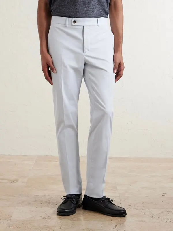 SLOWEAR Tapered Stretch-cotton Trousers - Blue