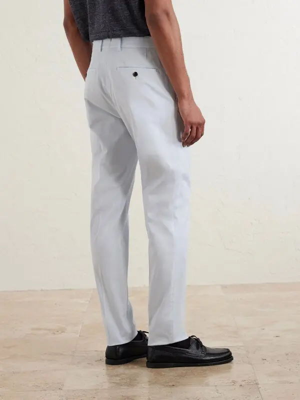 SLOWEAR Tapered Stretch-cotton Trousers - Blue