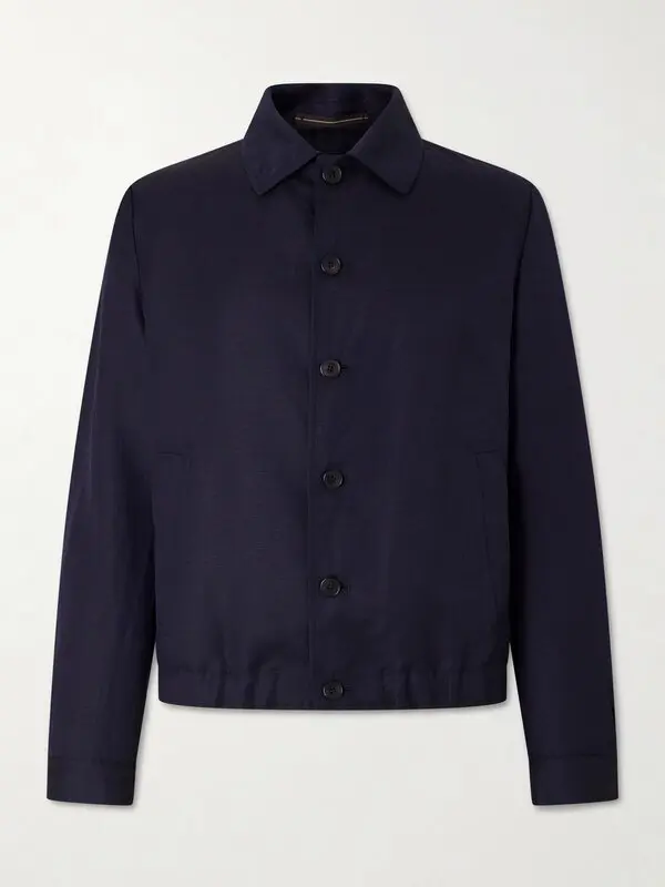 SLOWEAR Wool And Linen-blend Bomber Jacket - Blue