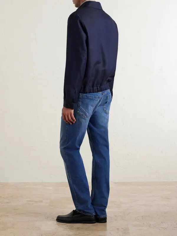 SLOWEAR Wool And Linen-blend Bomber Jacket - Blue