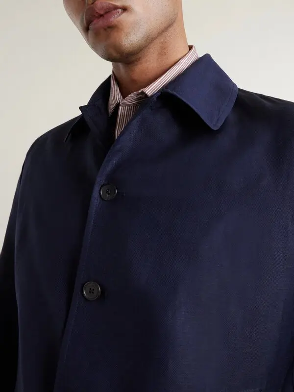 SLOWEAR Wool And Linen-blend Bomber Jacket - Blue