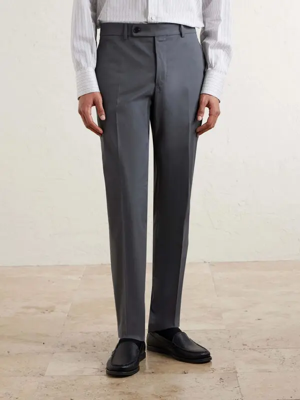 SLOWEAR Tapered Stretch-cotton Trousers - Gray