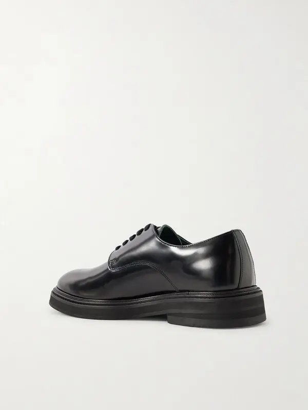 VINNY'S Officer Polished-leather Derby Shoes - Black