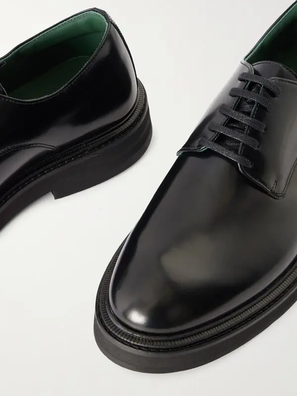 VINNY'S Officer Polished-leather Derby Shoes - Black