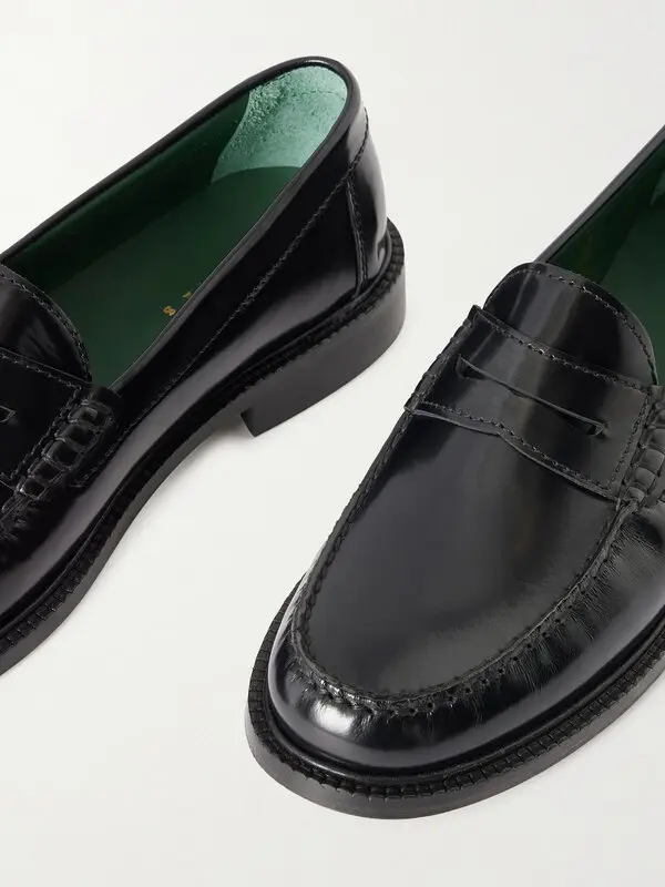 VINNY'S Yardee Polished-leather Penny Loafers