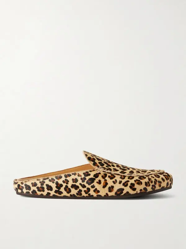 VINNY'S Leopard-print Pony Hair Loafers - Brown