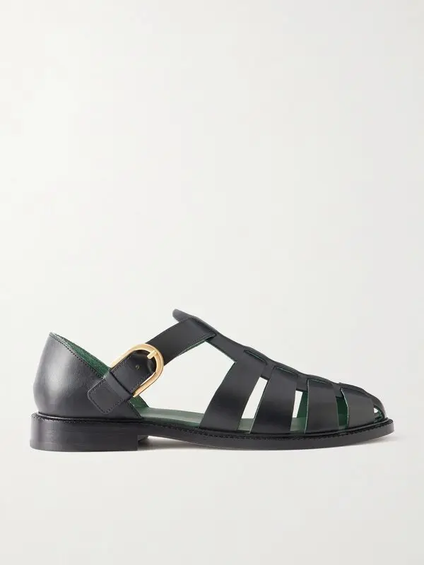 VINNY'S Leather Fisherman Sandals - Black