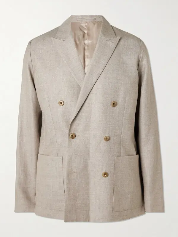 Nn07 Jordin 10027 Double-breasted Linen And Wool-blend Suit Jacket