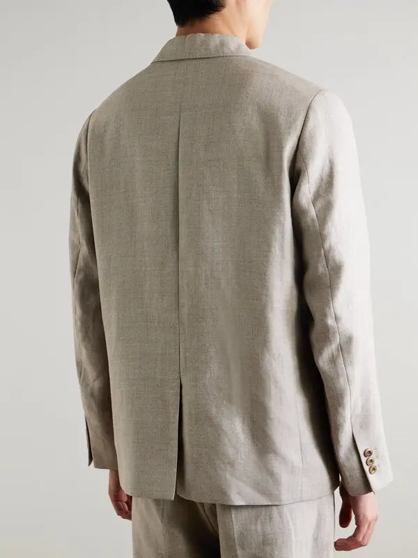 Nn07 Jordin 10027 Double-breasted Linen And Wool-blend Suit Jacket