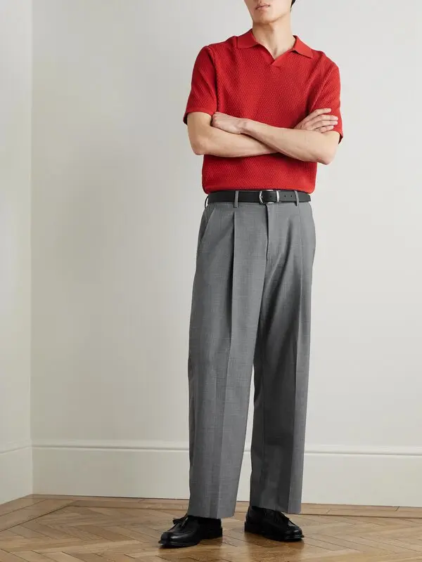 Nn07 Kay 10037 Wide-leg Pleated Woven Trousers - Gray