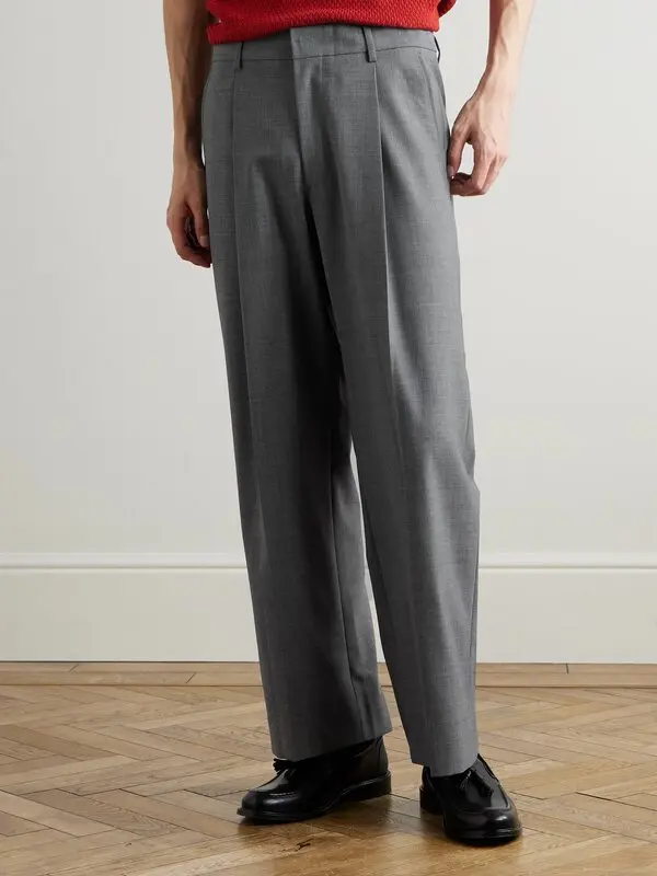 Nn07 Kay 10037 Wide-leg Pleated Woven Trousers - Gray