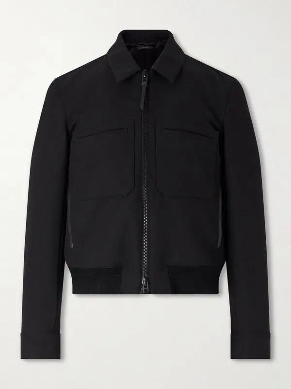 TOM FORD Leather-trimmed Wool And Silk-blend Jacket