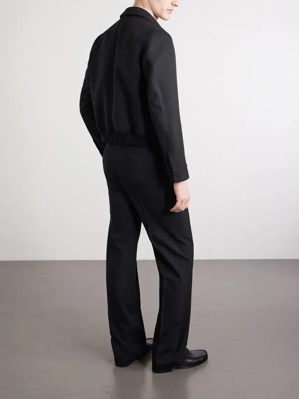 TOM FORD Leather-trimmed Wool And Silk-blend Jacket