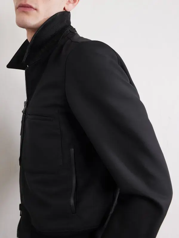 TOM FORD Leather-trimmed Wool And Silk-blend Jacket
