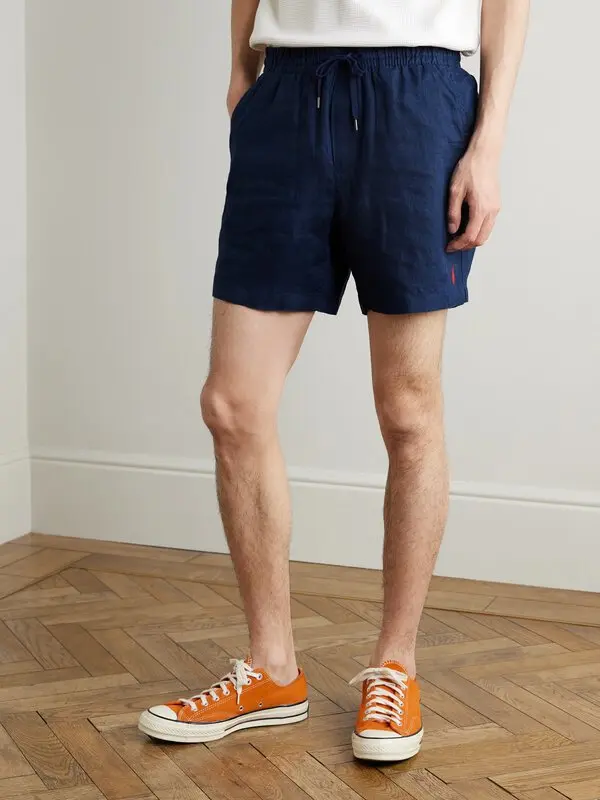 Polo Ralph Lauren Prepster Straight-leg Linen Drawstring Shorts - Blue