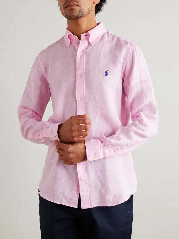 Polo Ralph Lauren Button-down Collar Logo-embroidered Linen Shirt