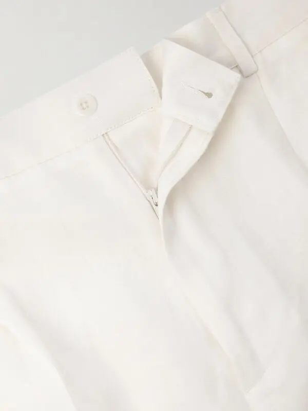 Rubinacci Straight-leg Pleated Cotton Shorts - White
