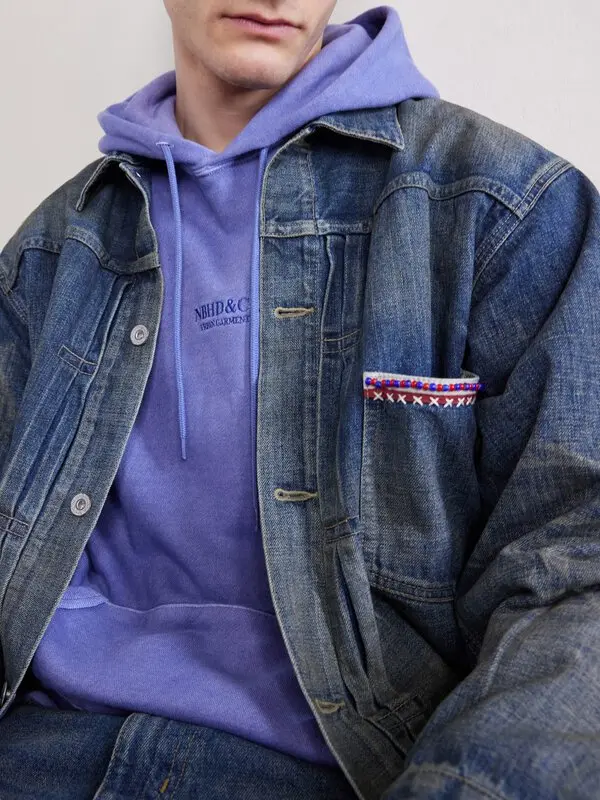 NEIGHBORHOOD Logo-embroidered Pigment-dyed Cotton-jersey Hoodie