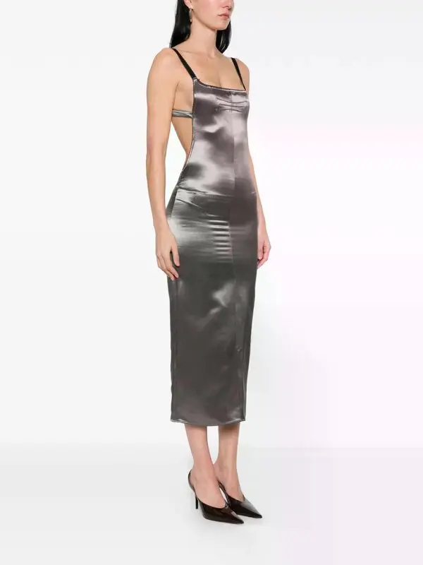 Attico Satin Midi Dress - Grey