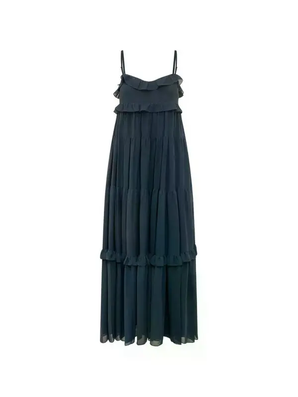 Michael Kors Ruffled Georgette Tiered Maxi Dress - Blue