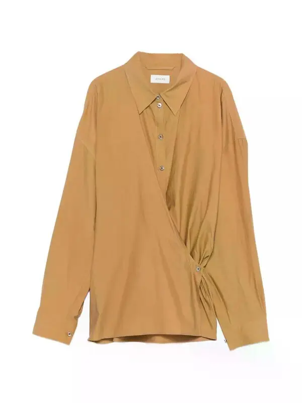 LEMAIRE Twisted Wrap-over Shirt - Brown