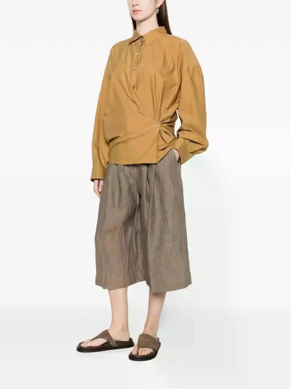 LEMAIRE Twisted Wrap-over Shirt - Brown