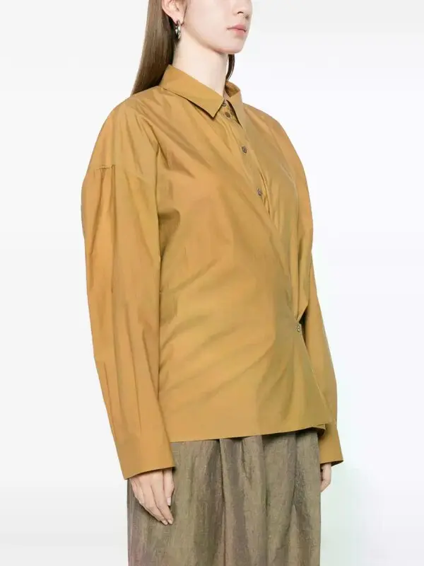 LEMAIRE Twisted Wrap-over Shirt - Brown