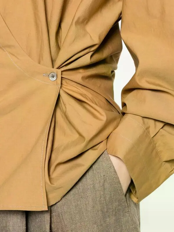 LEMAIRE Twisted Wrap-over Shirt - Brown