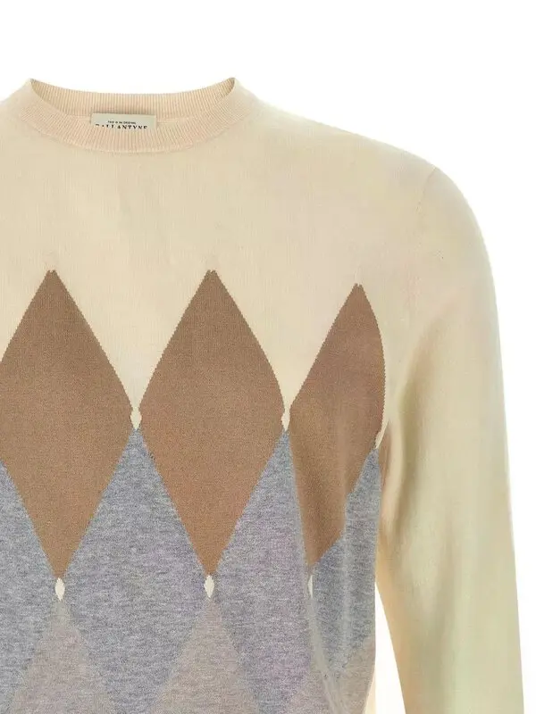BALLANTYNE Argyle-pattern Crew-neck Sweater - Neutrals