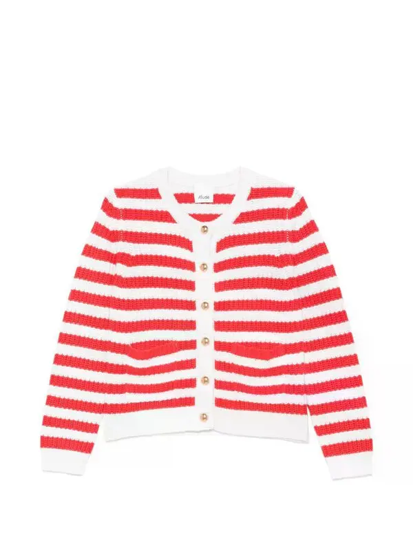 ALLUDE Striped Buttoned Cardigan